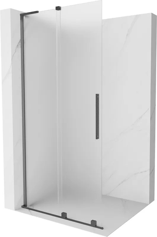 Mexen Velar L, posuvná sprchová zástěna Walk-in 90 x 200 cm, 8mm sklo námraza, grafit broušený, 871-090-003-33-66