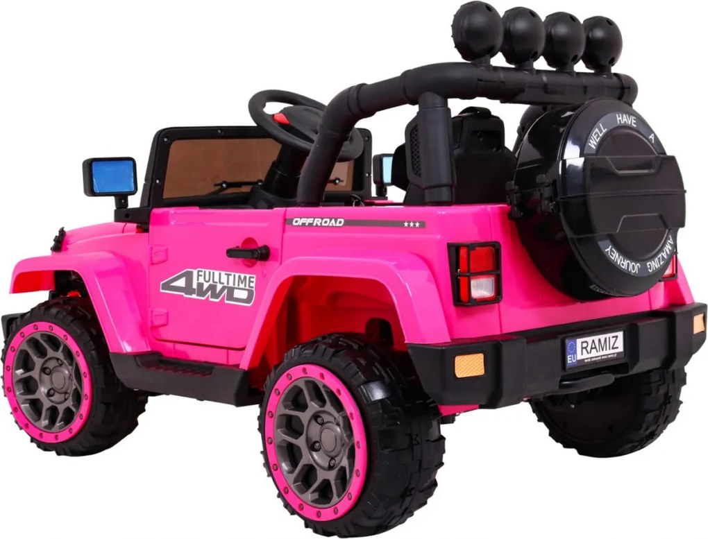 Ramiz Dětské terénní auto Full Time 4WD růžové na dálkové ovládání + pohon 4x4 + LED audio + úložný prostor
