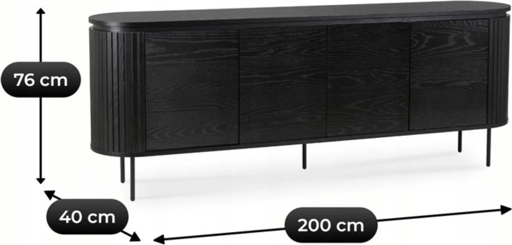 Komoda Beck 200 cm černá