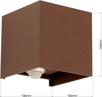 Orion- LED Venkovní nástěnné svítidlo se senzorem CUBE-S LED/13W/230V IP54 hnědá