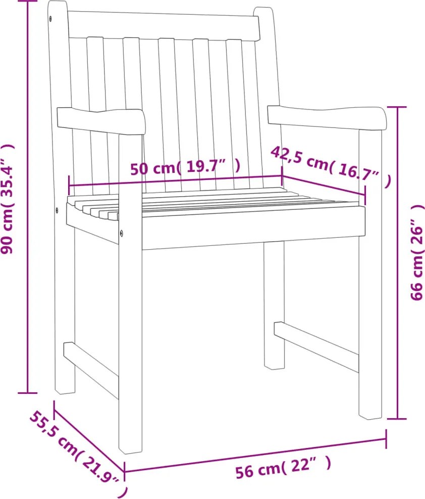 vidaXL Zahradní židle 8 ks 56 x 55,5 x 90 cm masivní akáciové dřevo [3206274]