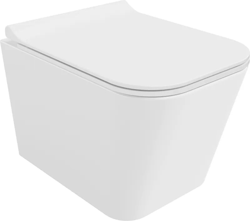 Mexen Teo WC mísa Rimless s pomalu padajícím tenkým sedátkem, duroplast, bílý lesk - 30850700