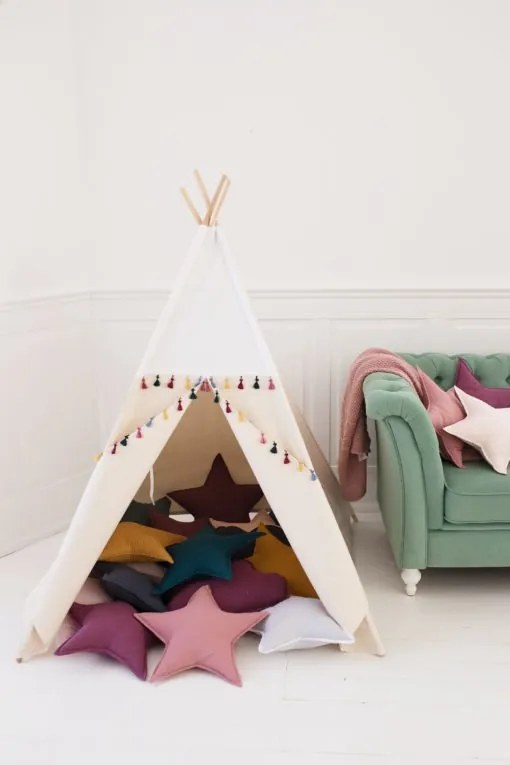 lovel.cz Dětský teepee stan Tasel Boho - White