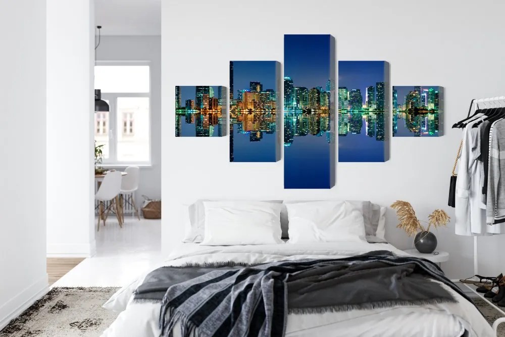 Vícedílný obraz Panorama Miami V Noci Nedostatek Nedostatek Přírodní plátno 250x150