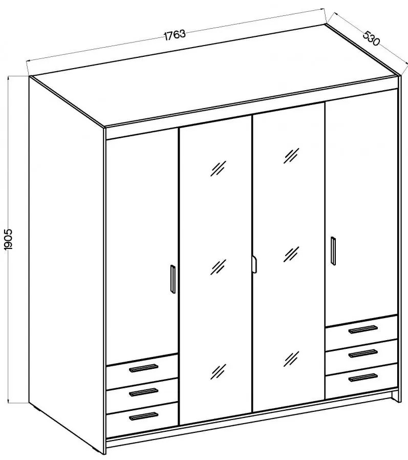 FN Skříň Enja 4D6S se zrcadlem bílá