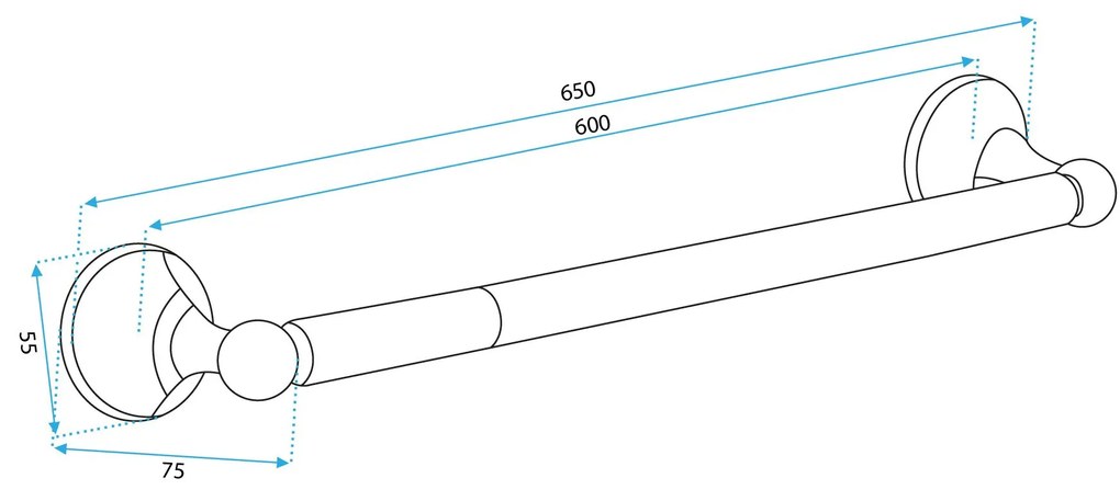 Rea Rea, jednoramenný věšák na ručníky 60cm 332870A, černá matná, REA-06926