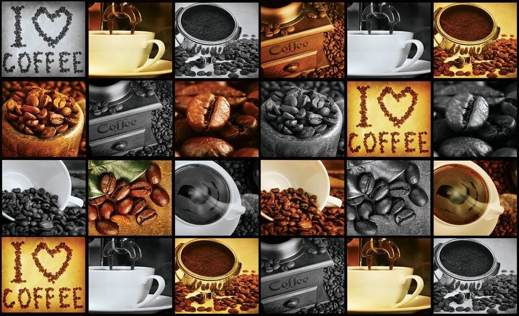 Fototapeta - I Love Coffee - koláž (152,5x104 cm)