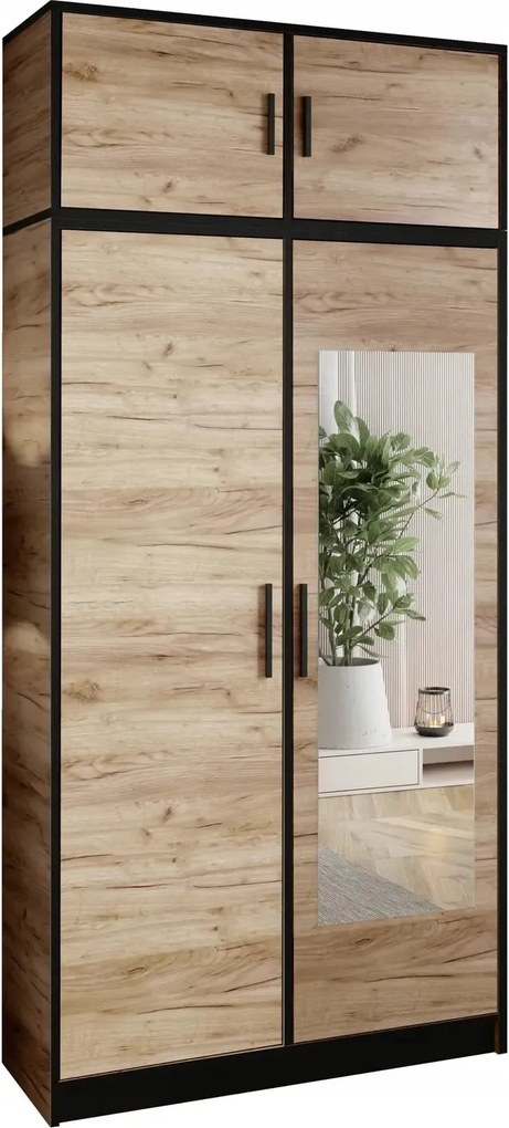 Šatní skříň s otevíracími dveřmi ROJ dub Craft zlatý 2D s nástavcem 105