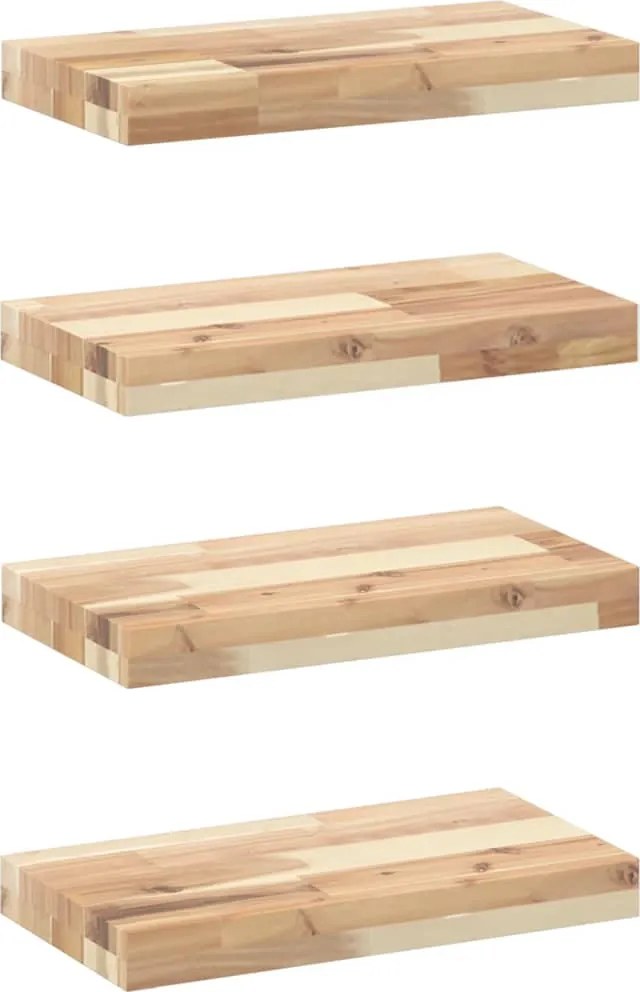 Plovoucí police 4 ks 40 x 20 x 4 cm neošetřené akáciové dřevo 3279418