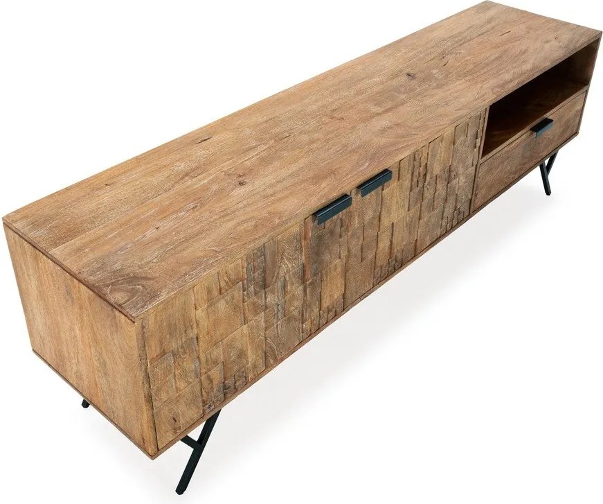 TV stolek z mangového dřeva v přírodní barvě 175x55x40 cm Priya – MOME