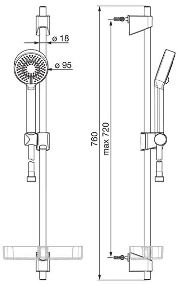 Hansa Sprchová souprava s mýdelníkem HANSABASICJET s tyčí s 3-polohovou sprchou 44780133