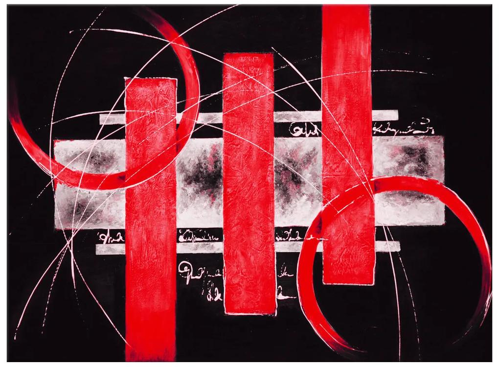 Gario Ručně malovaný obraz Červené linie Rozměry: 120 x 80 cm