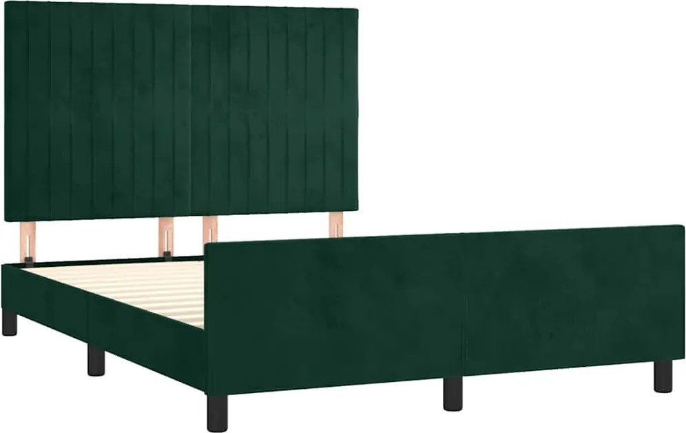Rám postele bez matrace tmavě zelená 140 x 200 cm samet 3125882