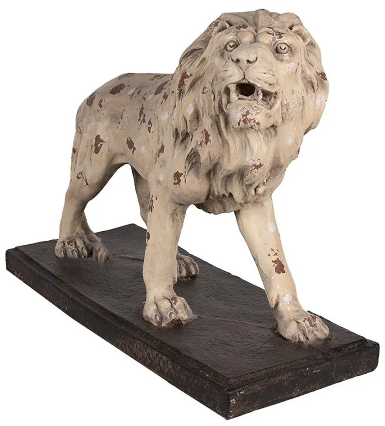 Béžová antik dekorativní socha lev Lion - 55*23*40 cm