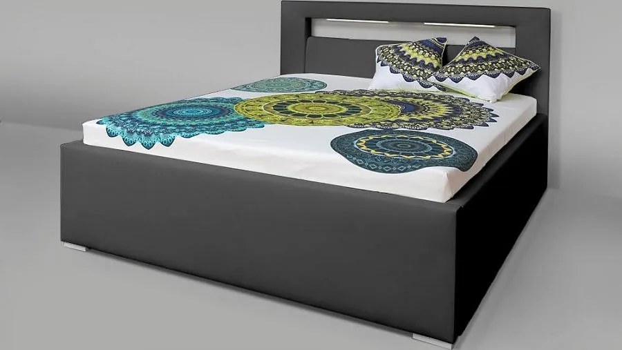 Dřevona - Elitte Čalouněná postel AVA LERYN 180x200, s úložným prostorem a LED osvětlením, MONOLITH 15