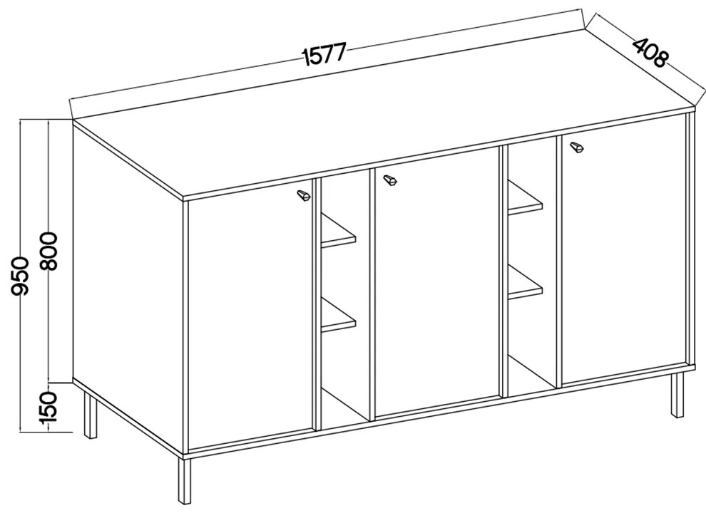 TOKYO 2 b | komoda 823 | 157,7 cm | béžová/zlatá