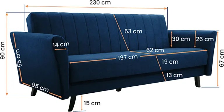 IDZ Rozkládací pohovka LINA, 230 cm Barva látky: Tmavě šedá (Paros 06)