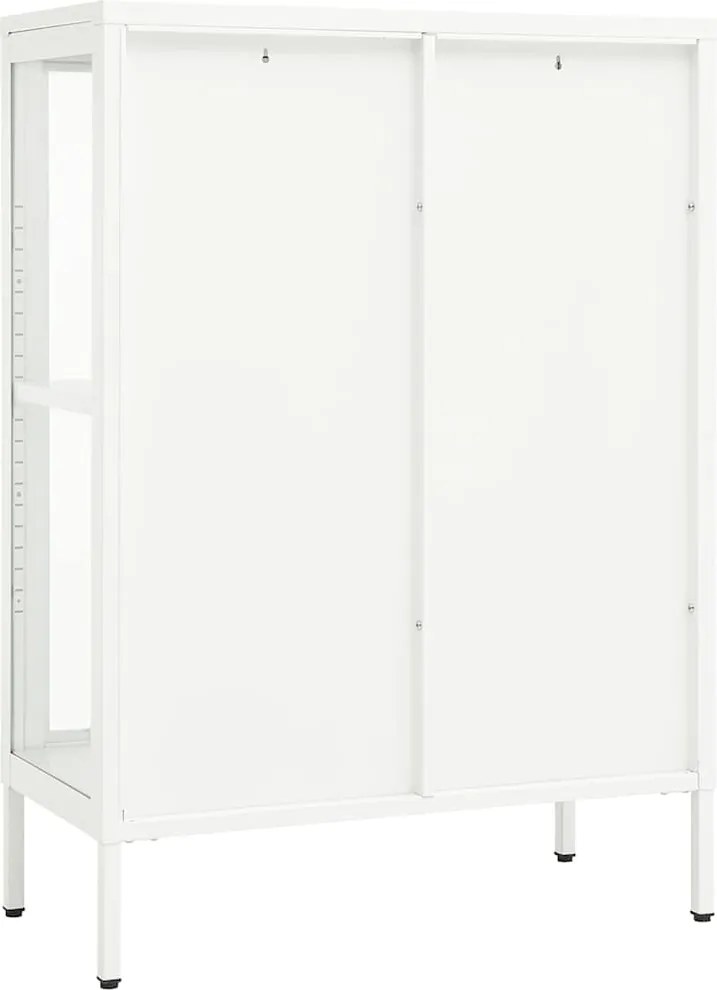 Příborník bílý 75 x 35 x 105 cm ocel a sklo 336071