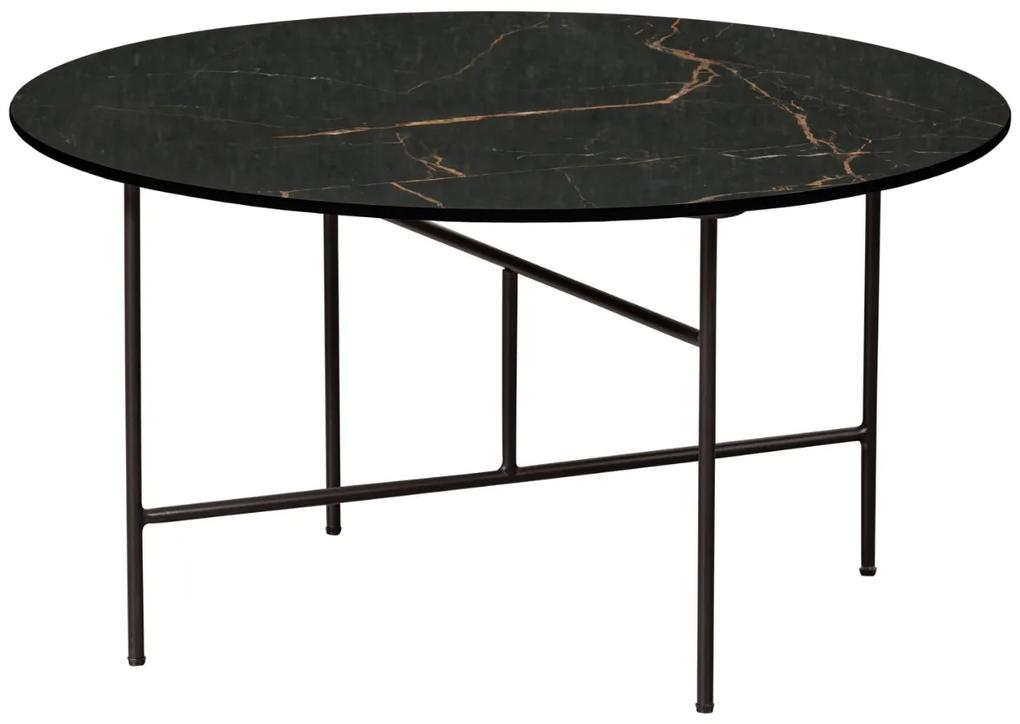 Hoorns Černý konferenční stolek Tatum 80 cm s mramorovým dekorem