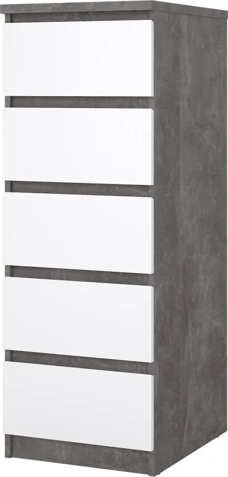 FALCO Komoda Simplicity 233 beton/bílý lesk