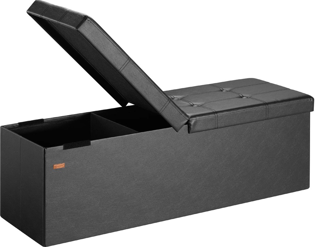 Lavice s úložným prostorem černý 115x38x38cm s odklápěcí víko