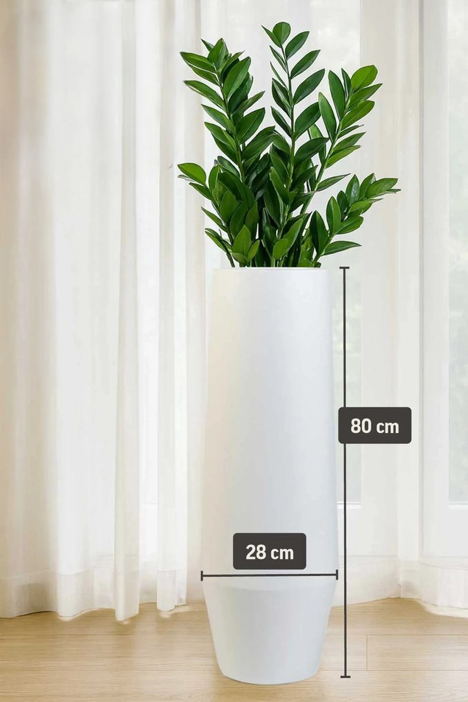 Designový květináč BERBELO, sklolaminát, výška 80 cm, bílý mat, outlet