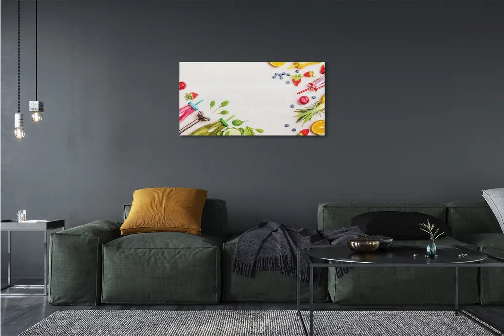 Obrazy na plátně Koktejly lahví brčka špenát 140x70 cm