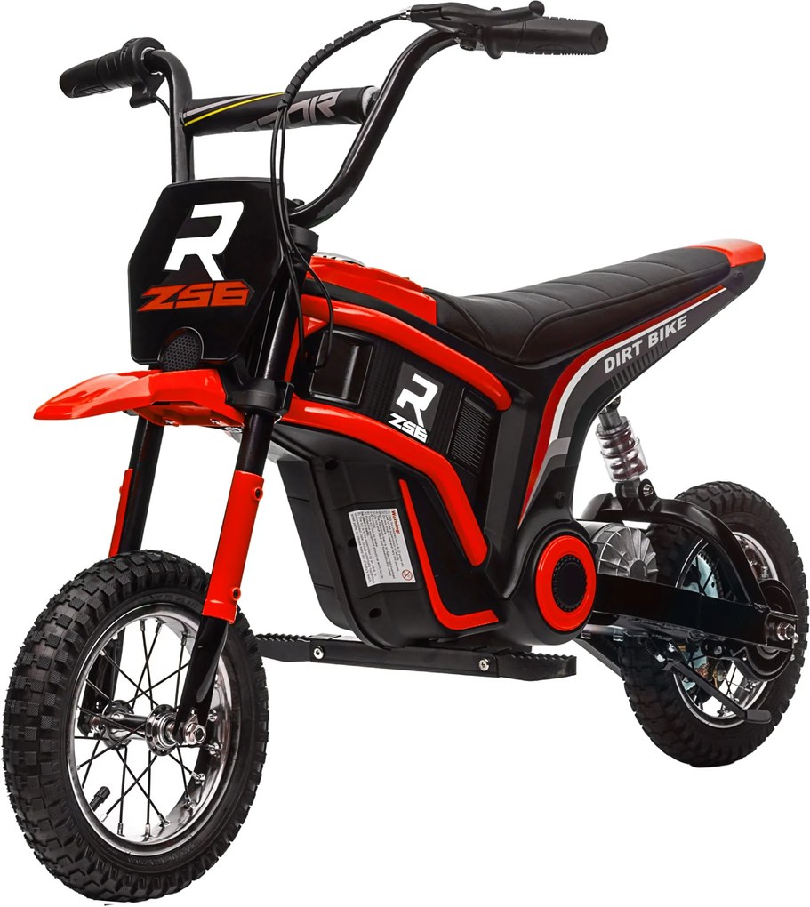 HOMCOM Elektrická Motorka pro Děti s Motorem 24V 350W, Rychlostní Mód 8-16 KM/H, 12-Palcové Pneumatické Pneumatiky, Elektrická Motorka s Hudebními Svě
