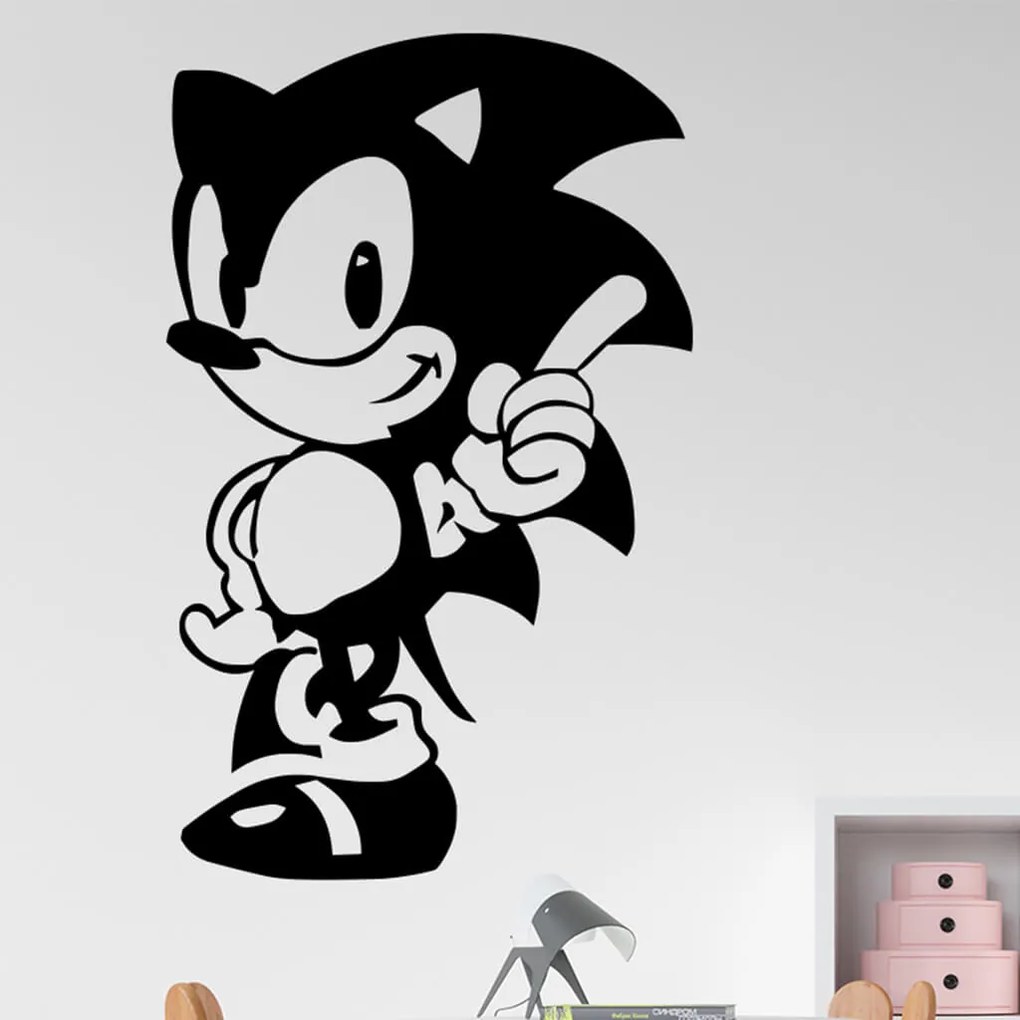 Živá Zeď Samolepka na zeď Ježek Sonic Barva: černá