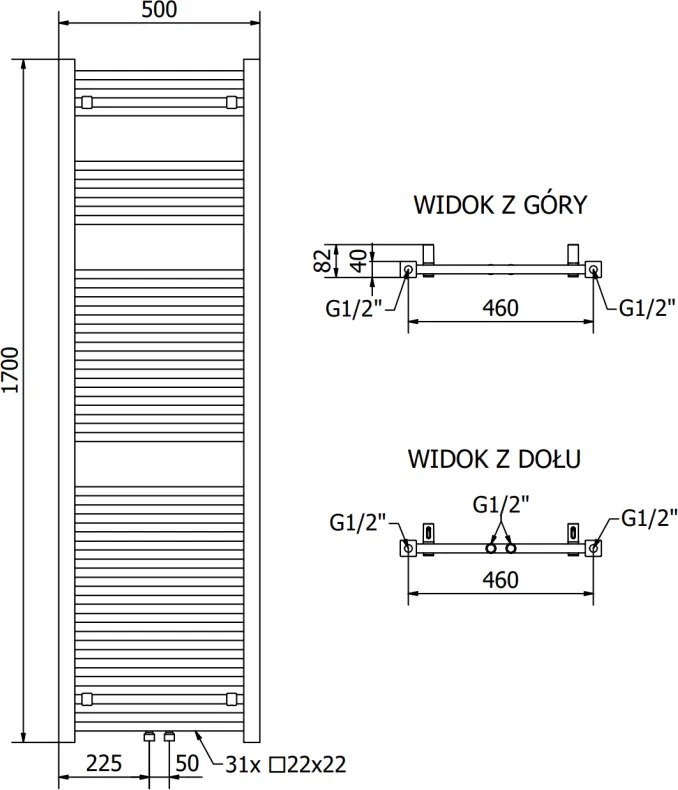 Mexen Pluton topné těleso 1700 x 500 mm, 844 W, černá, W106-1700-500-00-70