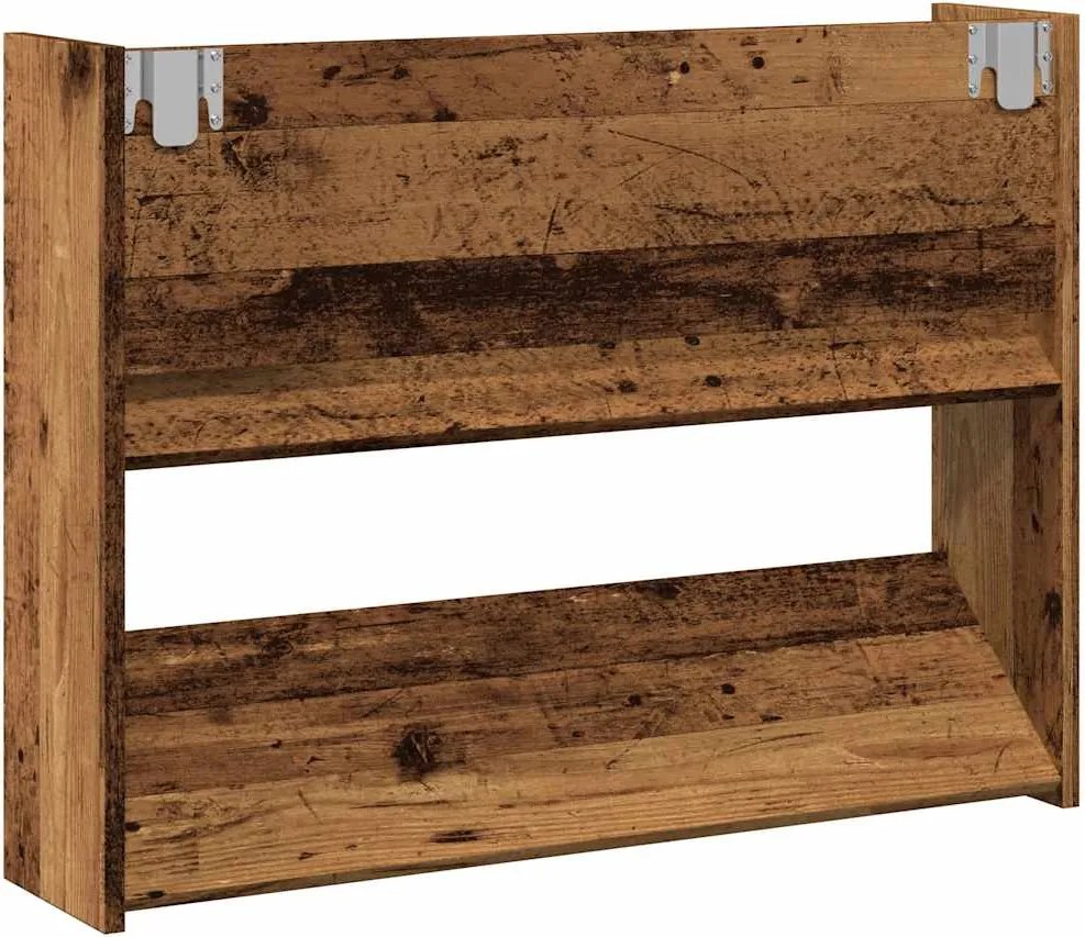 botník, závěsný, 2 patra, kompozitní dřevo, 60x80x18 cm, staré dřevo, Dekorino BB20260032