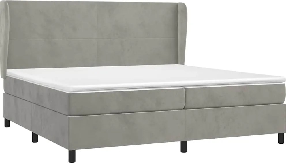 Box spring postel s matrací světle šedá 200x200 cm samet 3129111