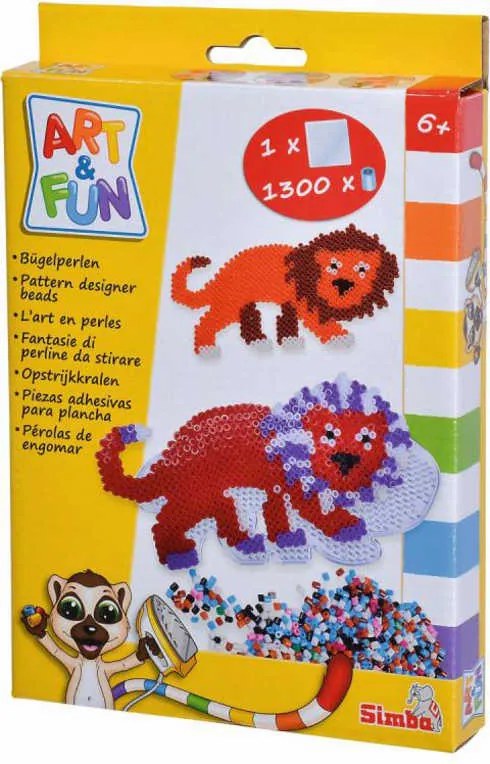 SIMBA Korálky zažehlovací zvířátka set 1300ks s podložkou 4 druhy s6376052