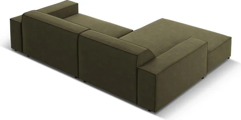 Khaki sametová modulární rohová pohovka (levý roh/s lenoškou) Jodie – Micadoni