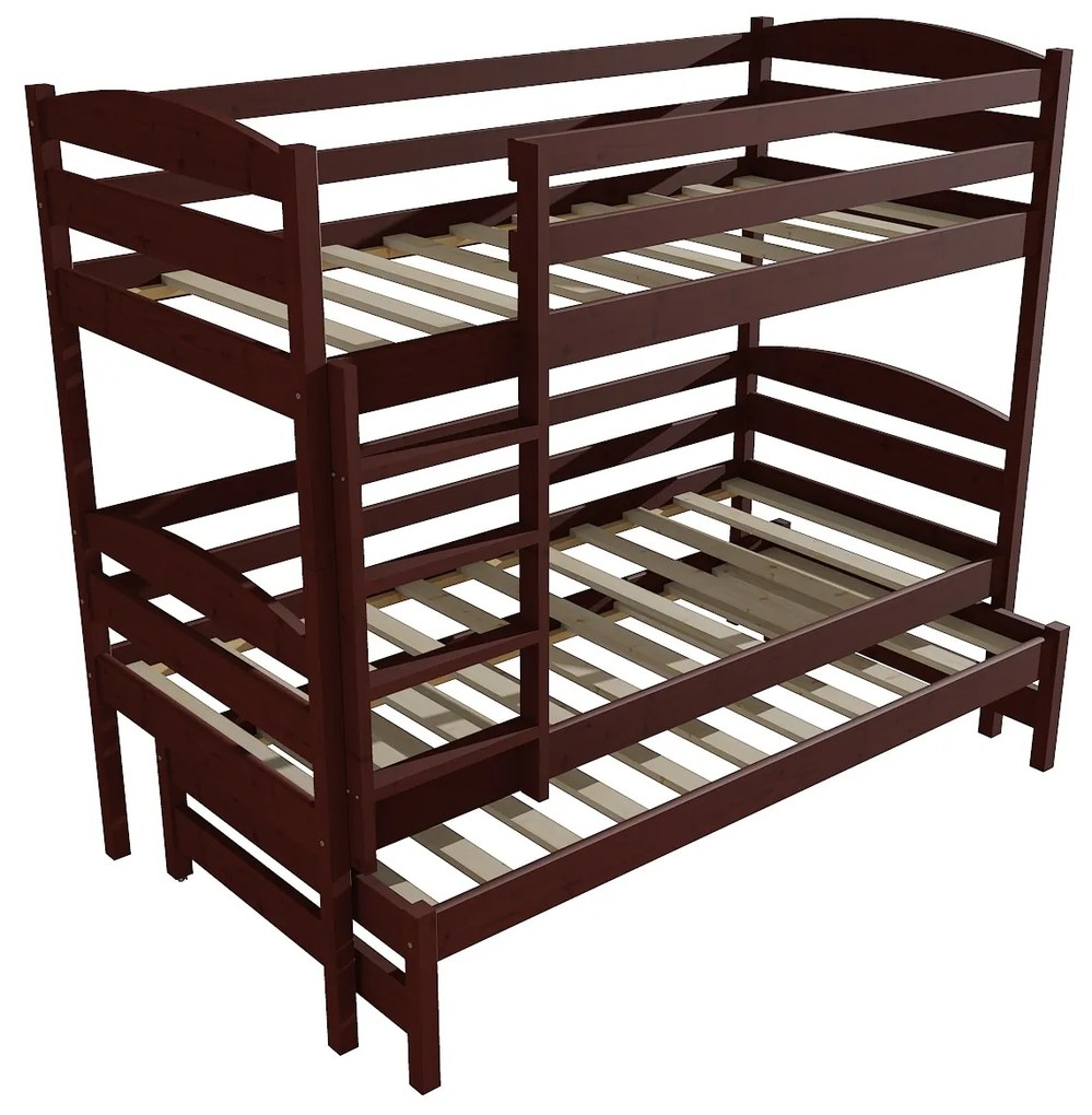 Vomaks Patrová postel s výsuvnou přistýlkou PPV 016 Rozměr: 90 x 180 cm, Barva: moření dub, Prostor mezi lůžky: 80 cm