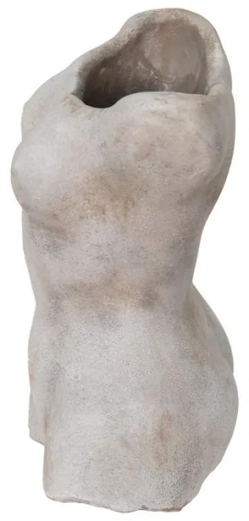 Šedý cementový květináč torzo ženy Lieke – 19x13x27 cm