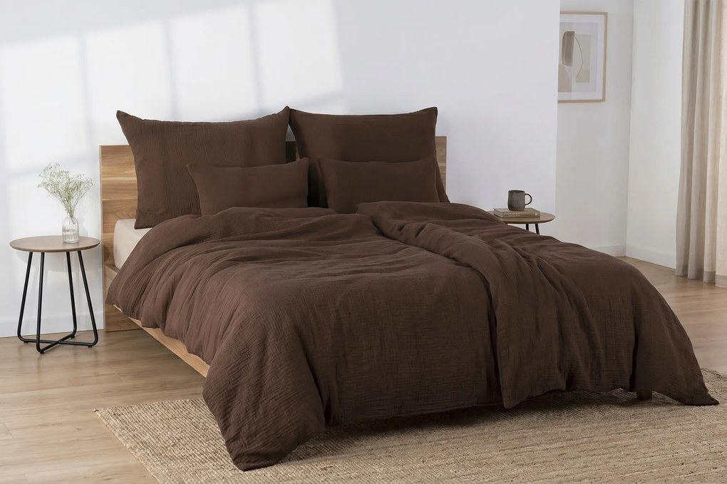 Celoroční mušelínové povlečení Chocolate - GOTS Velikost: 140 x 200 + 70 x 90