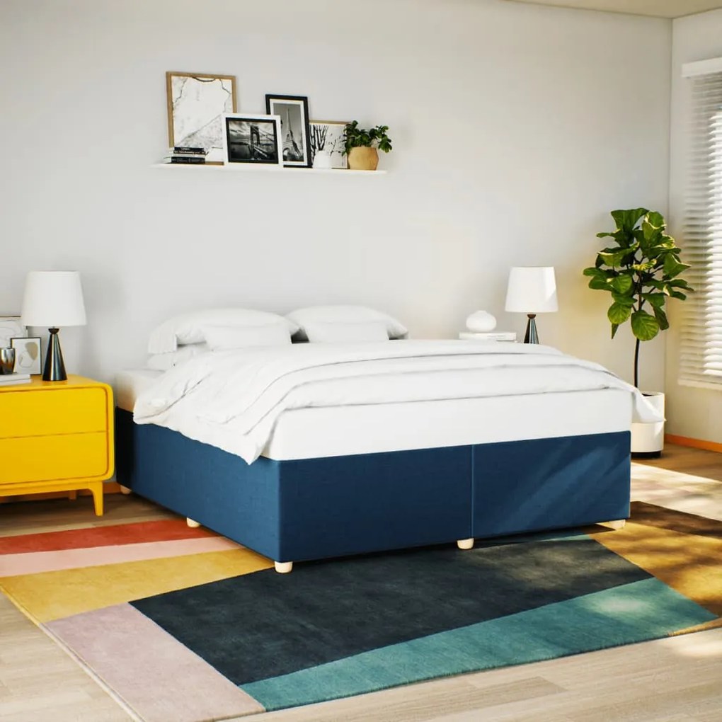 Rám postele bez matrace modrý 200 x 200 cm textil 3284763