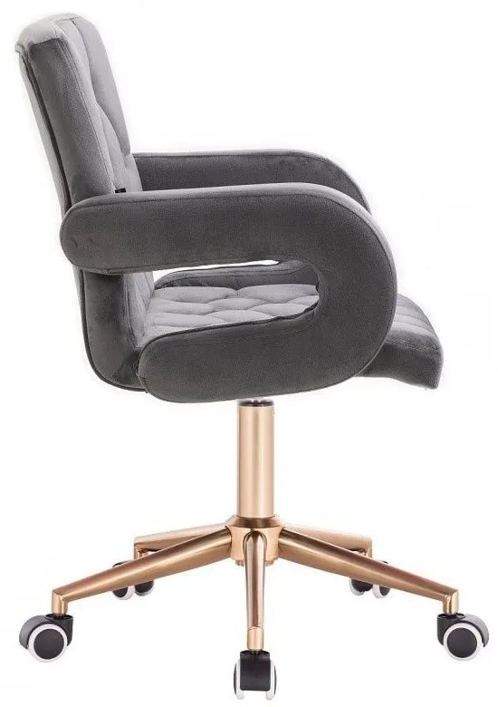LuxuryForm DESIGN Otočná židle BOSTON VELUR na zlaté základně s kolečky - šedá