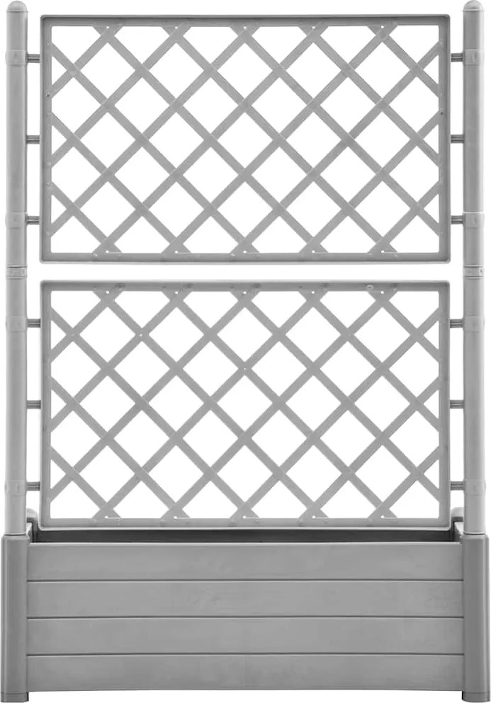 Zahradní truhlík s treláží 100 x 43 x 142 cm PP kamenný šedý 317582
