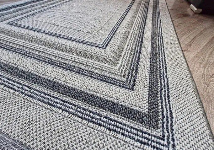 HU Šedo-béžový moderní koberec Boho 872-S s motivem obdélníků Rozměr: 60x100 cm