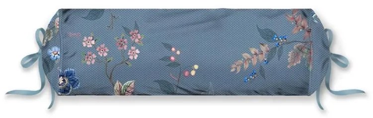 Pip Studio polštář s výplní Kawai Flower Roll Cushion Blue 22x70 (Dlouhý dekorační polštář v perkálovém povlaku)