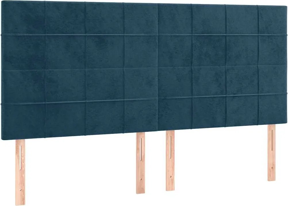 Čelo postele s LED tmavě modré 200x5x118/128 cm samet 3122494