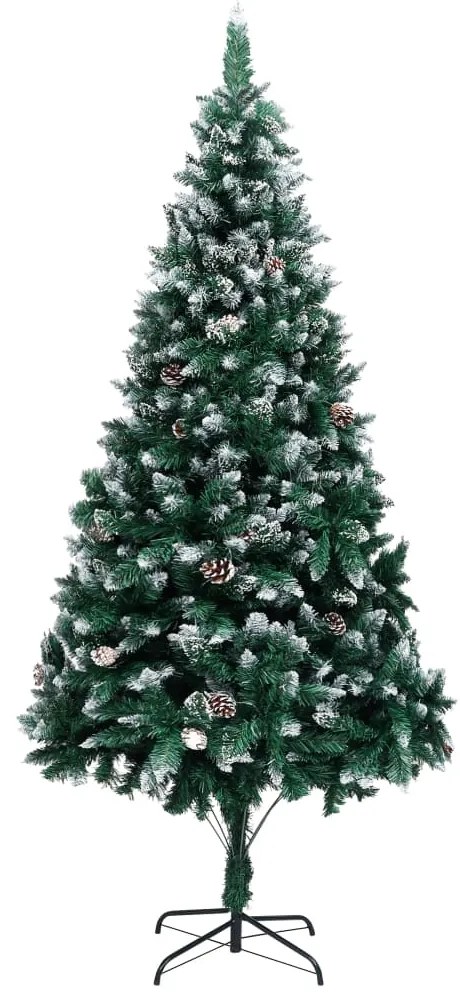Umělý vánoční stromek se šiškami a bílým sněhem 210 cm 321017