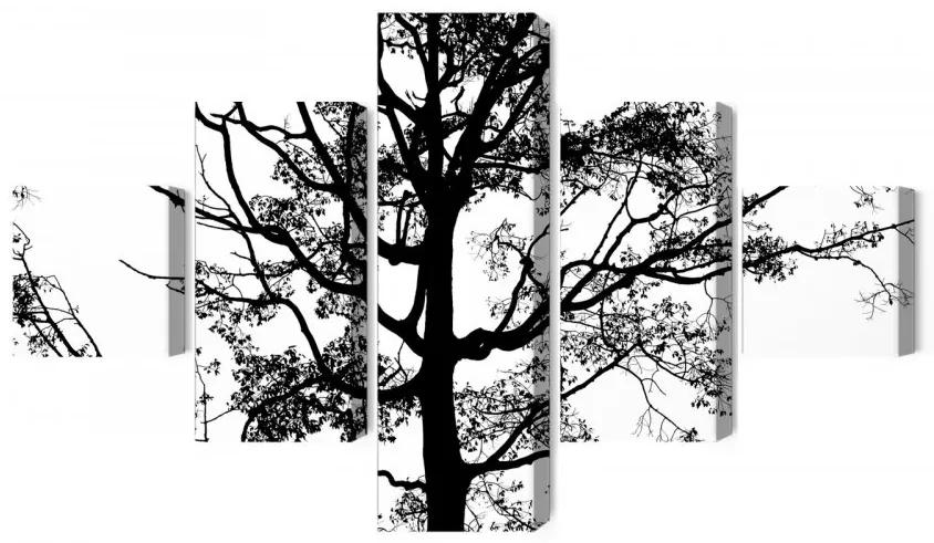 Vícedílný obraz Černý Strom Na Bílém Pozadí Nedostatek Nedostatek Přírodní plátno 250x150