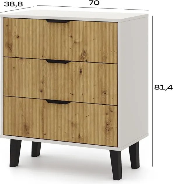Komoda Borg Duo 3Š kašmír / dub artisan