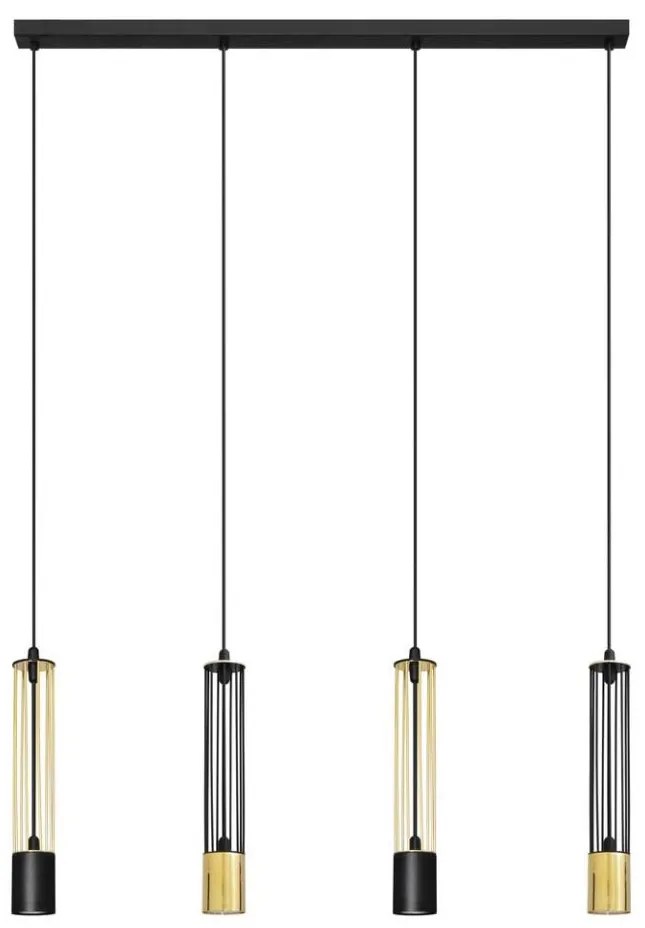 LED Lustr na lanku BARS 4xGU10/4,8W/230V černá/zlatá