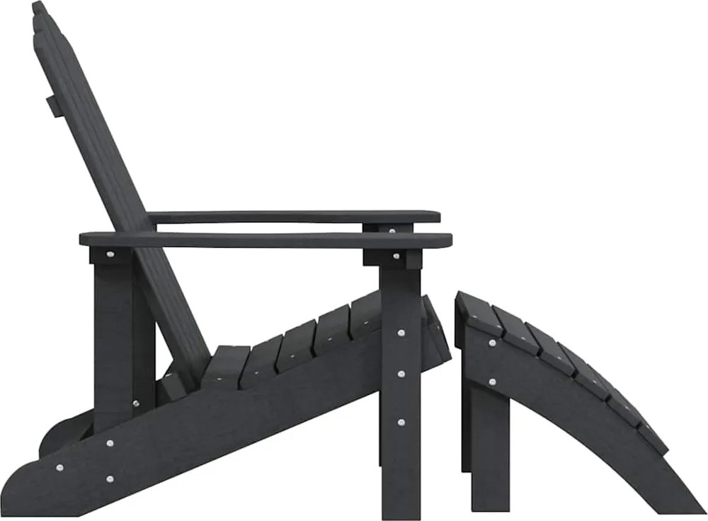Zahradní křeslo Adirondack s podnožkou HDPE antracitové 318646