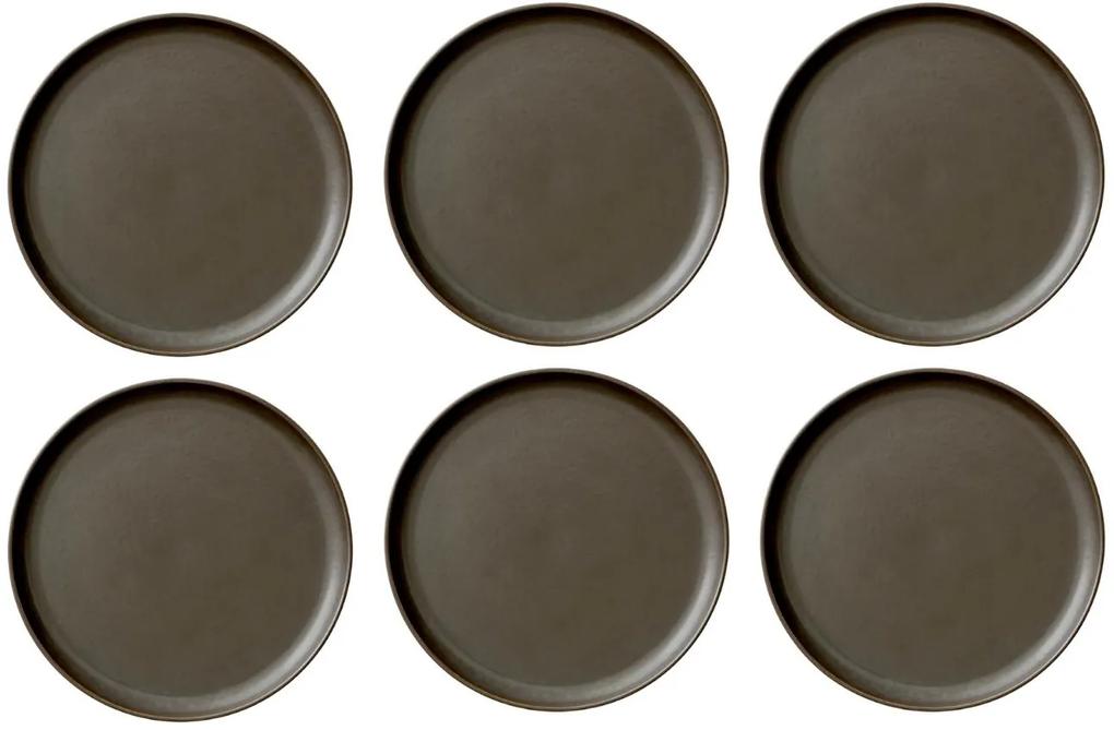 OnaDnes -20% Audo CPH Set šesti tmavě hnědo šedých porcelánových talířů AUDO NEW NORM 27 cm