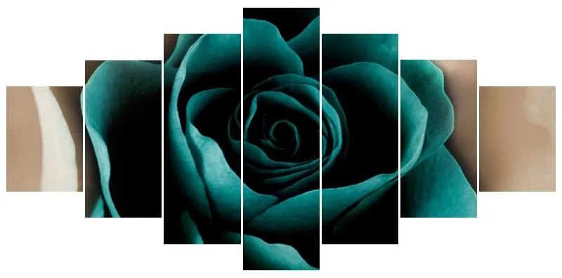 Obraz krásného květu tyrkysové růže (210x100 cm), 40 dalších rozměrů